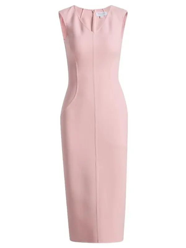 Michael Kors Stretch-wool V-neck Sheath Midi-dress - Quartz