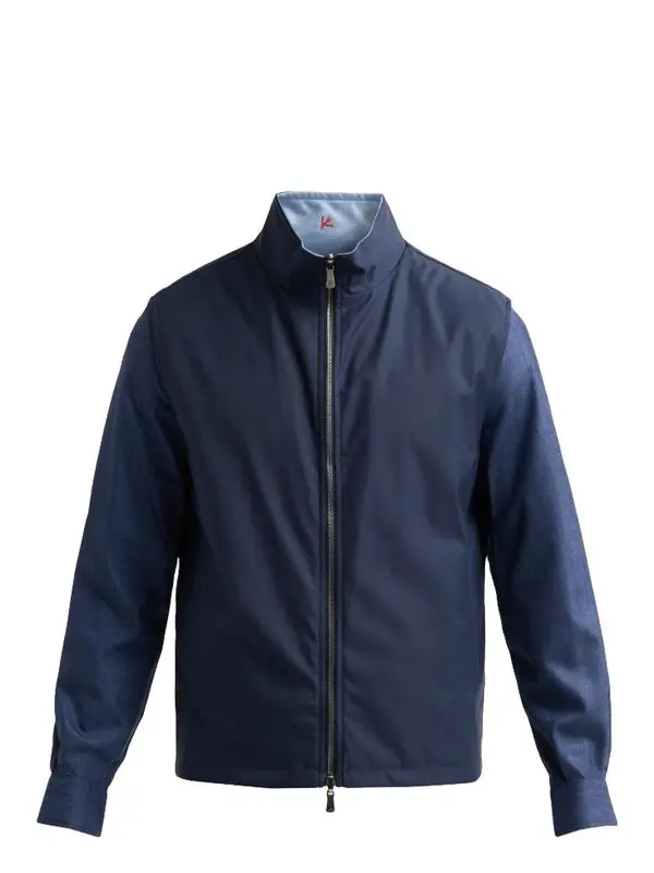 Isaia Reversible Wool-blend Vest - Navy