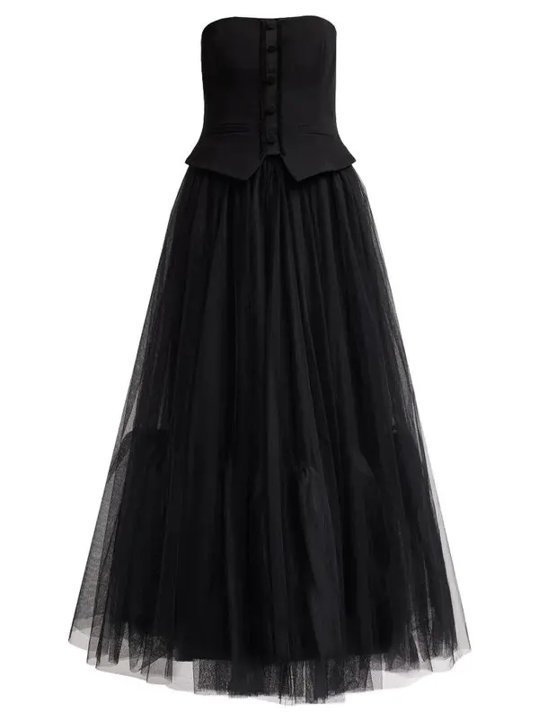 Cinq À Sept Lunelle Tulle Midi Dress - Black