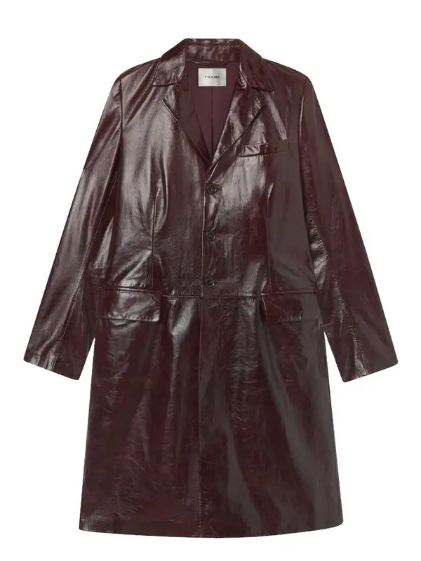 FRAME The Veda Leather Trench​ Coat - Currant