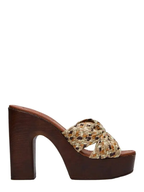 Steve Madden Dotti Block Heel Sandals - Raffia Multi