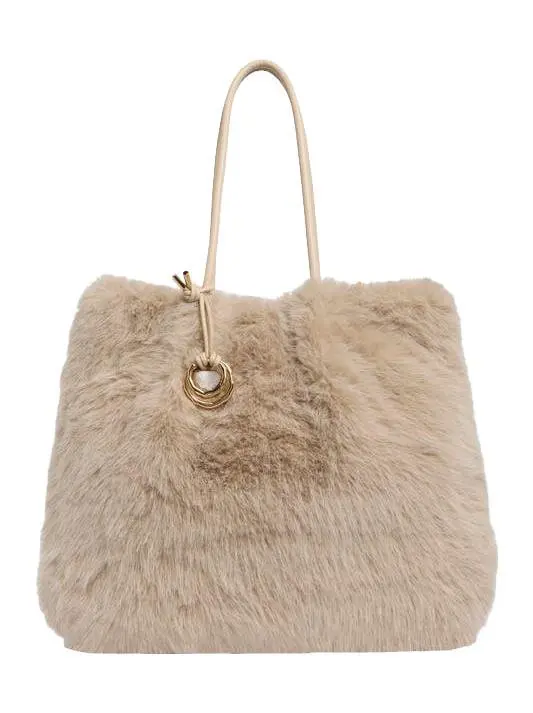 Dolce Vita Noor Faux Fur Tote - Ivory