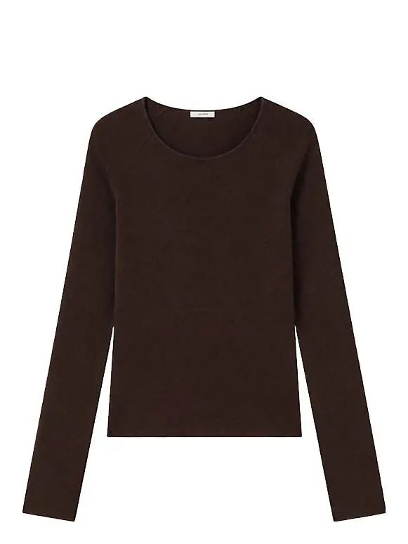 JOSEPH Nali Scoop-neck Long-sleeve Silk-blend Top - Espresso