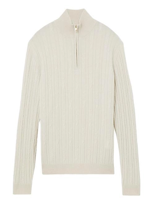 REISS Howard Cable-knit Cashmere Jumper - Parchment Grey
