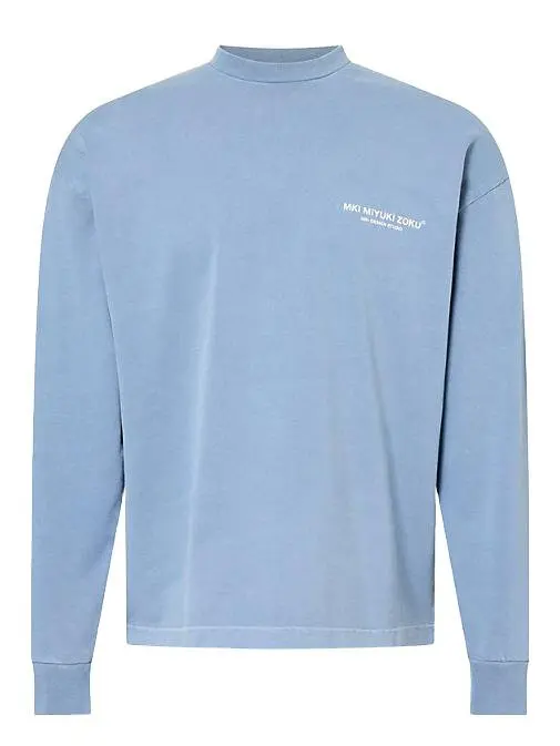 MKI MIYUKI ZOKU Design Studio Long-sleeve Cotton T-shirt - Pigment Blue