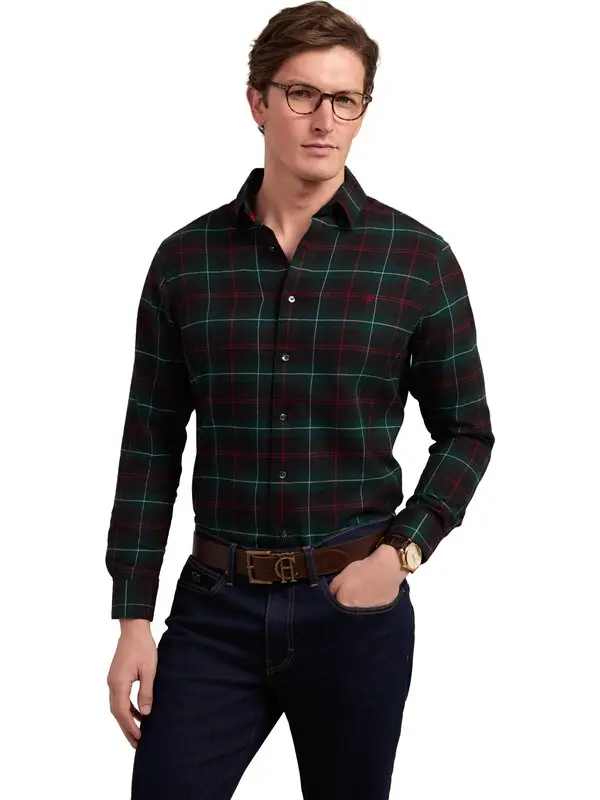 Holland Cooper Classic Fit Brushed Cotton Shirt - Emerald