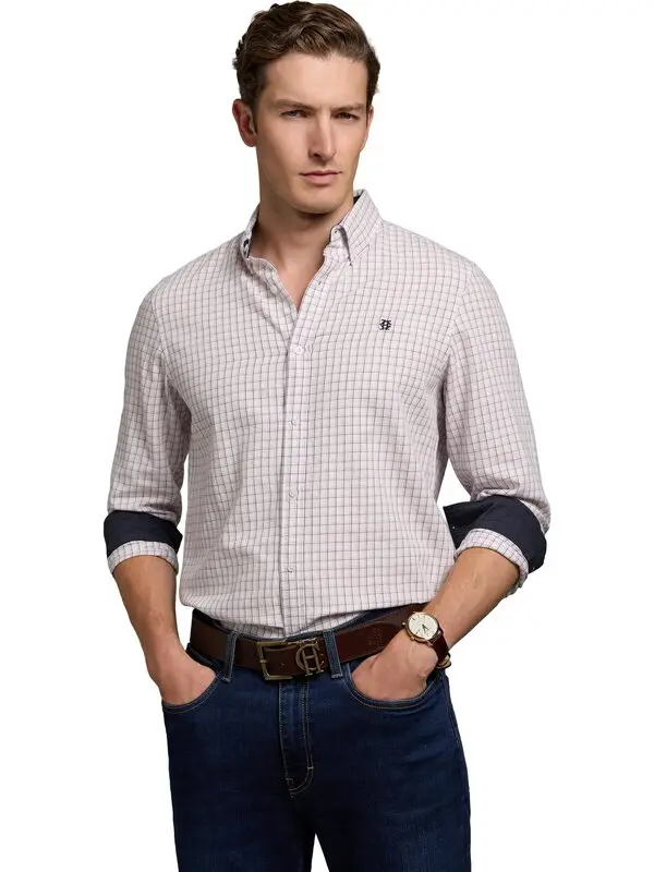 Holland Cooper Classic Fit Button Down Shirt Window Check - Navy