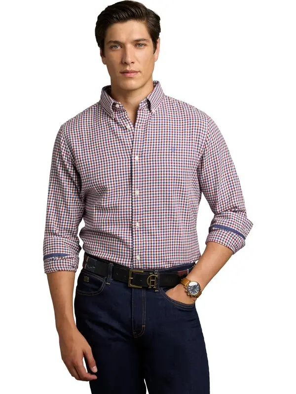 Holland Cooper Classic Fit Brushed Cotton Shirt Portland Check - Red