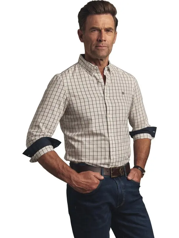 Holland Cooper Classic Fit Button Down Shirt Deep Twill Check - Navy