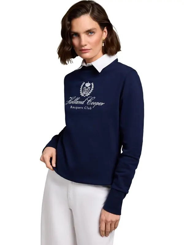 Holland Cooper Mock Collar Crew Neck Sweat - Navy