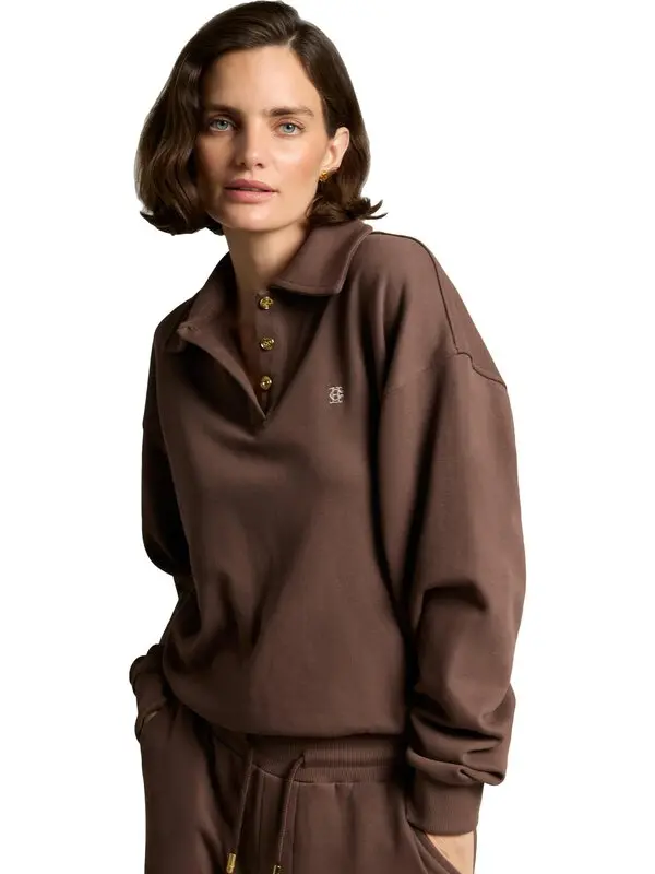 Holland Cooper Barton Quarter Neck Sweat - Walnut
