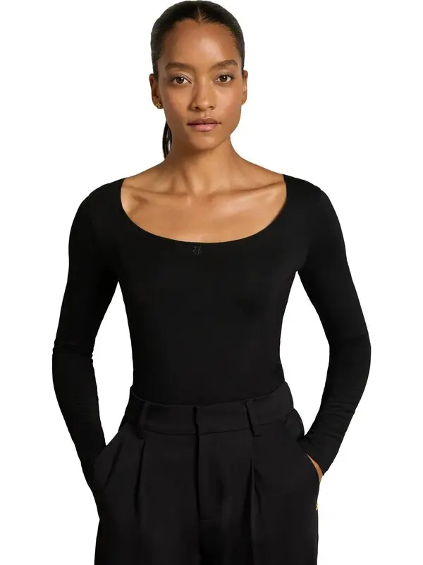 Holland Cooper Supersoft Scoop Neck Top - Black