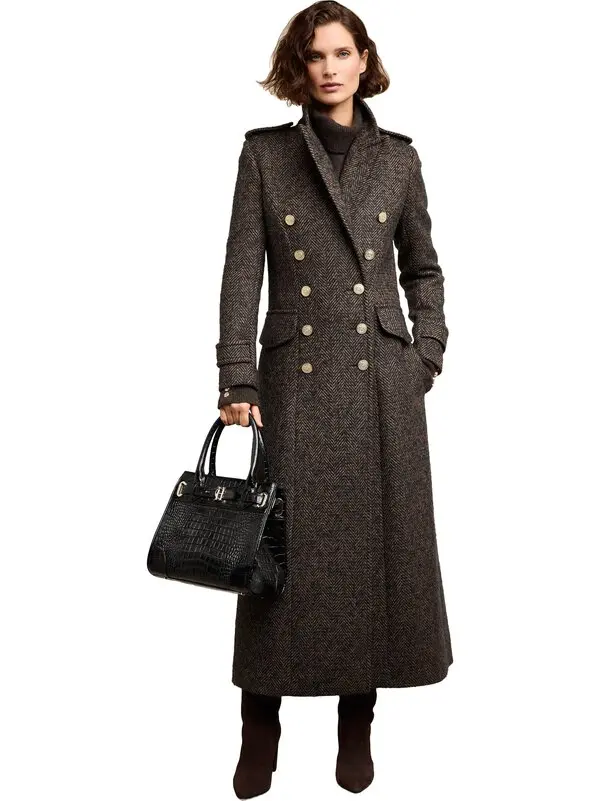 Holland Cooper The Great Coat Herringbone - Walnut