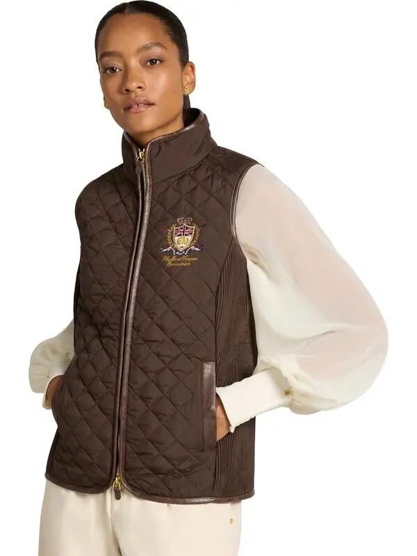 Holland Cooper Boughton Diamond Quilt Gilet - Walnut