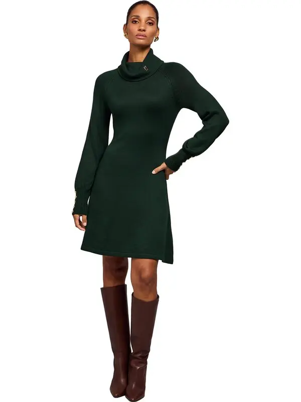 Holland Cooper Chamonix Fit & Flare Dress Deep - Emerald