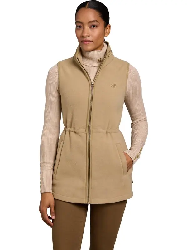 Holland Cooper Country Longline Fleece Gilet - Sand