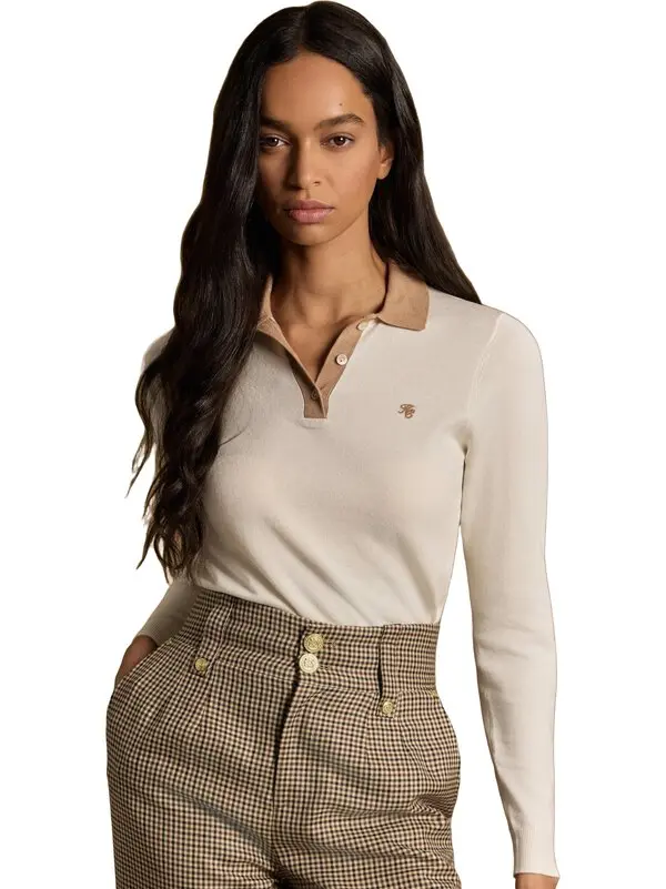 Holland Cooper Falmouth Knitted Polo Natural - Camel