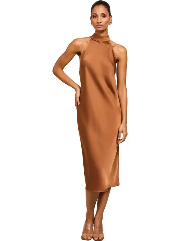 Holland Cooper Florence Satin Dress - Copper