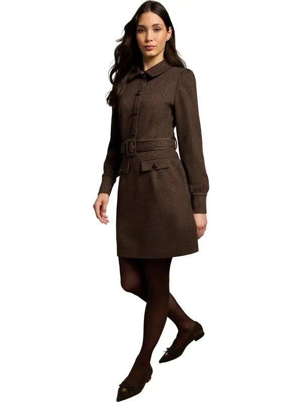 Holland Cooper Hawthorn Mini Dress Herringbone - Walnut