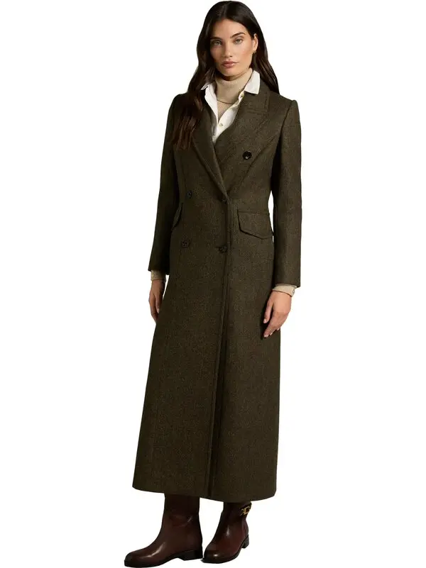 Holland Cooper Kensington Coat Dark Herringbone - Green