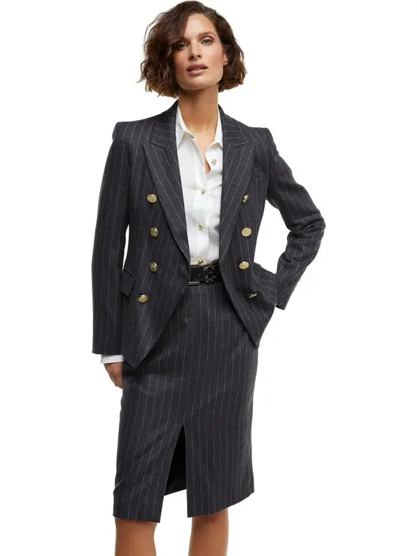 Holland Cooper Knightsbridge Blazer Pinstripe - Charcoal