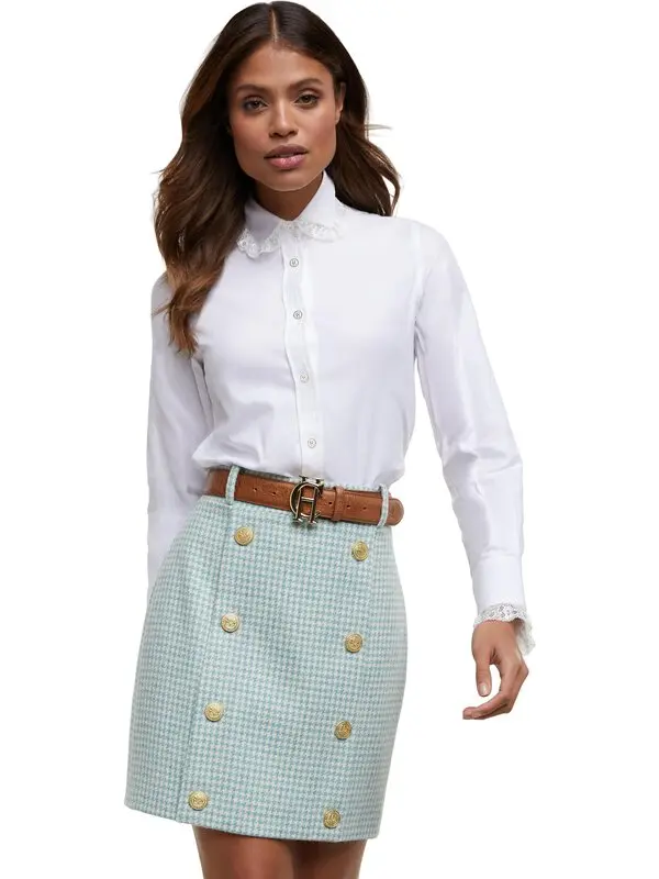 Holland Cooper Knightsbridge Skirt Houndstooth - Teal
