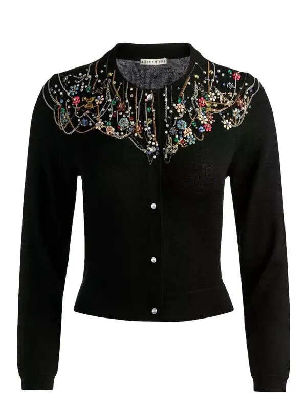 Alice + Olivia Dollie Embellished Cardigan - Black