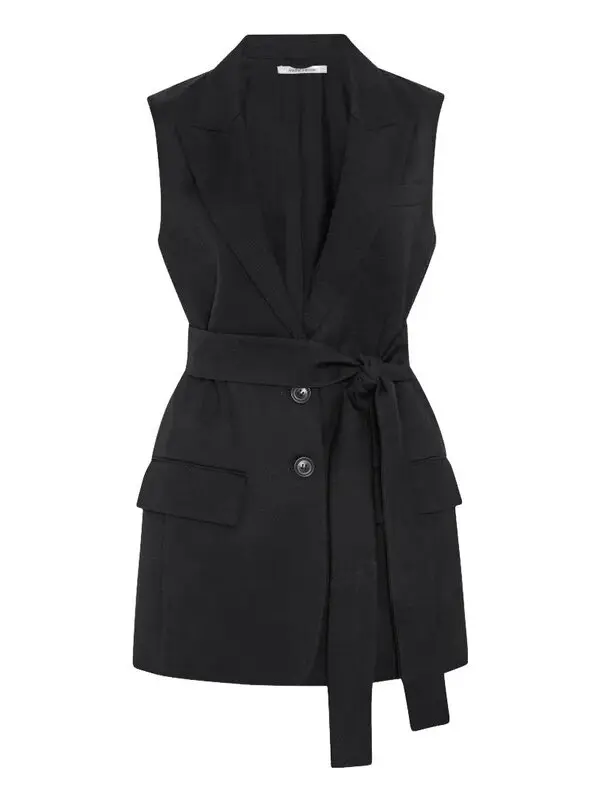Another Tomorrow Easy Self-tie Waistcoat - Black