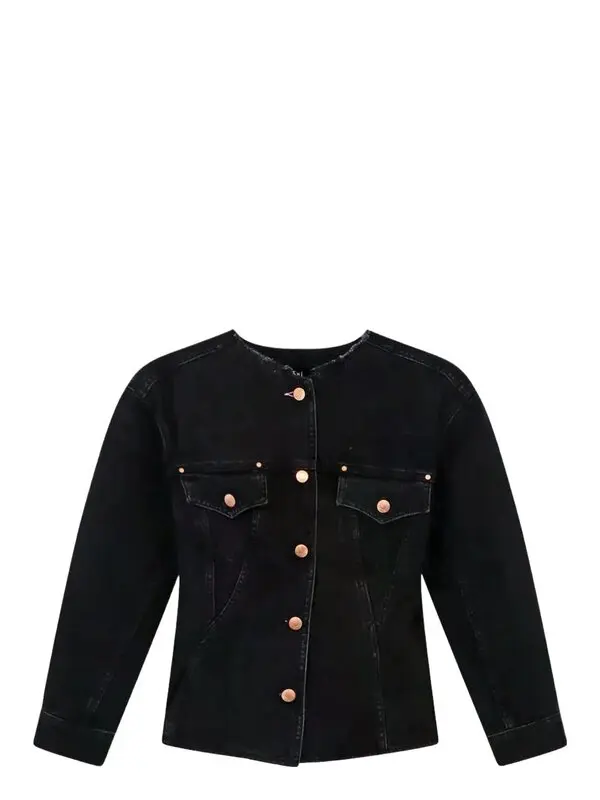 3x1 Pick Dumbo Collarless Denim Jacket - Black