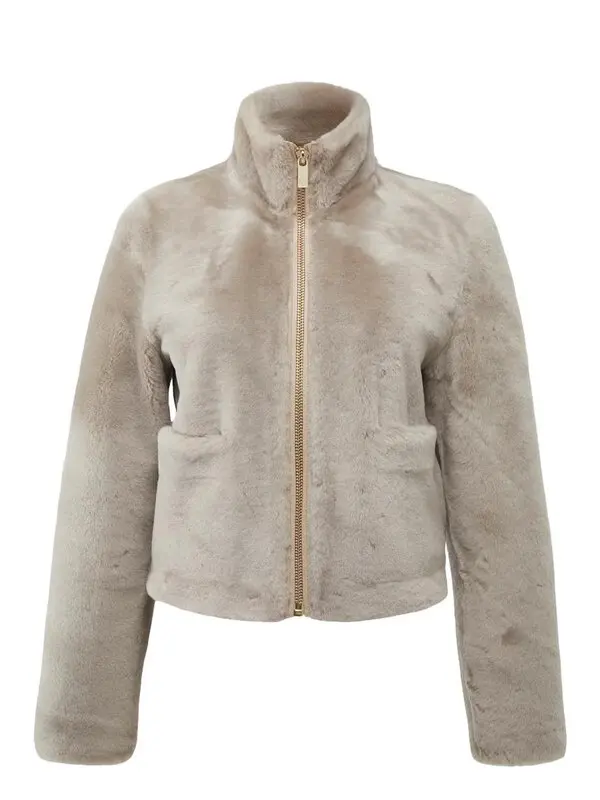 Gorski Merino Shearling Lamb Zip Jacket - Sand