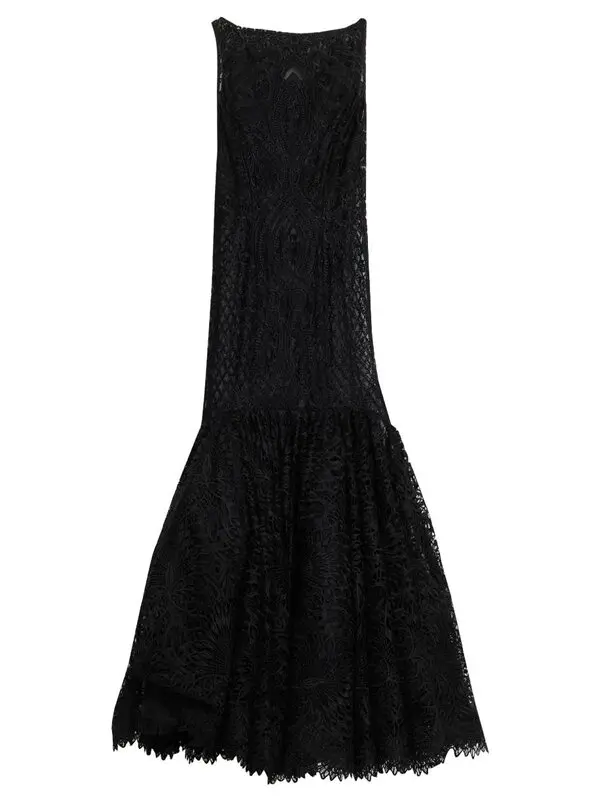 Prabal Gurung High-neck Sleeveless Lace Mermaid Gown - Black