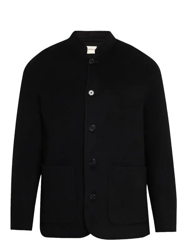 Officine Générale Simao Double Split Wool Overshirt - Black