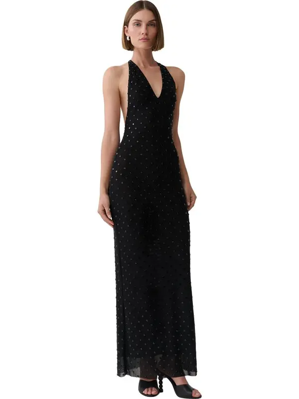Meshki Valentine Diamante Maxi Dress - Black