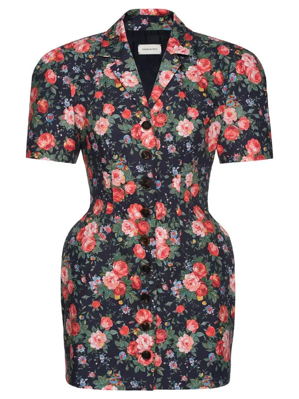 Magda Butrym Floral Cotton Mini Dress - Navy