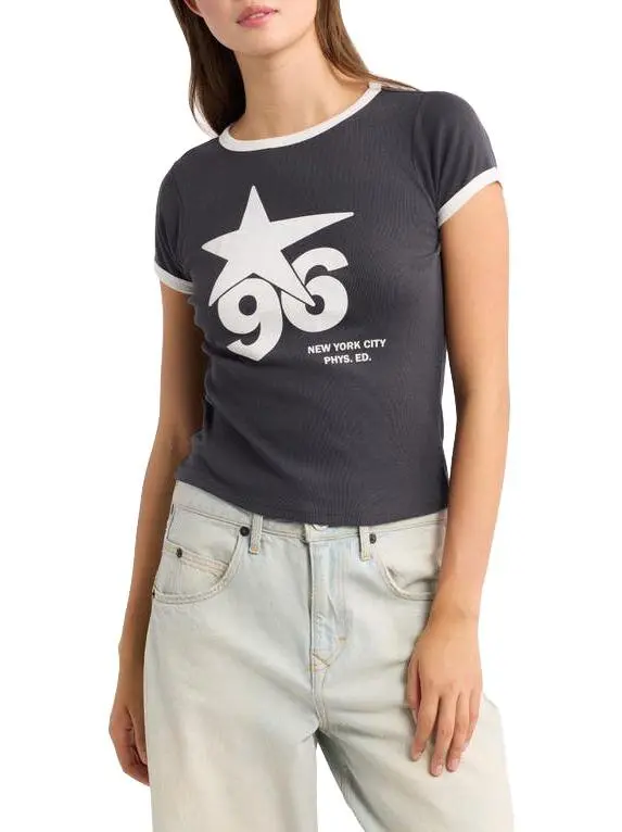 VINYL ICONS 96 Star Graphic Ringer T-shirt - Phantom