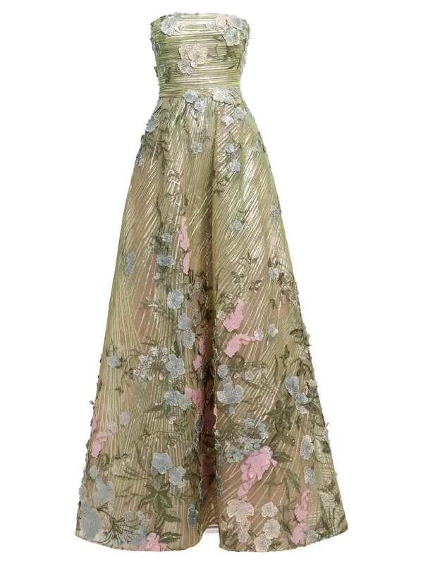 Elie Saab Floral Embellished Tulle Maxi Dress - Multi
