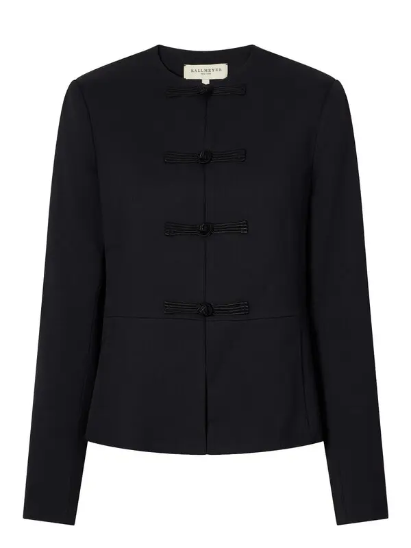 KALLMEYER Tilda Collarless Wool-blend Gabardine Jacket - Black