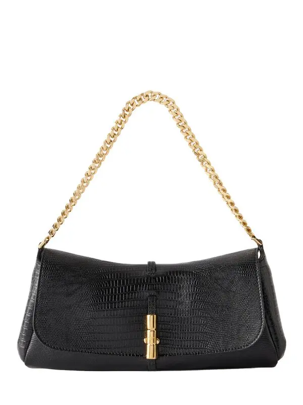 Balmain Metropolis Lizard-effect Leather Mini Bag - Black