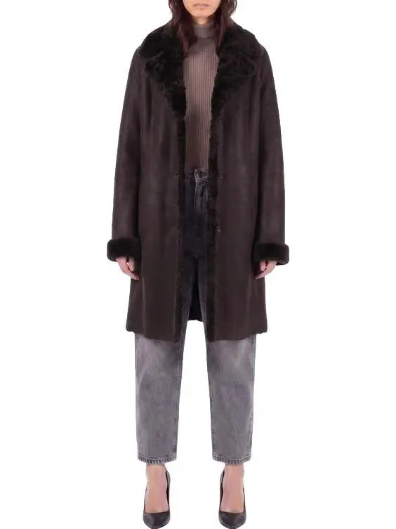 HISO Valry Reversible Genuine Shearling Coat - Java
