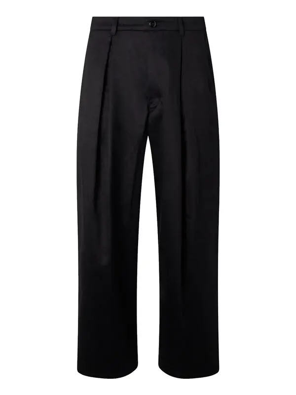 MONITALY Ekusy Wide-leg Pleated Cotton-twill Trousers - Black