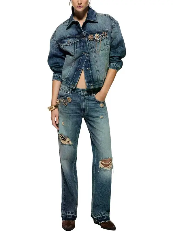 Liu Jo Jeans Destroyed With Spille-jewel - Blue
