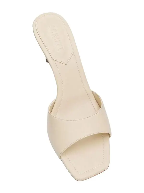 Schutz Leena 75mm Bamboo-heel Leather Mules - Egg Shell