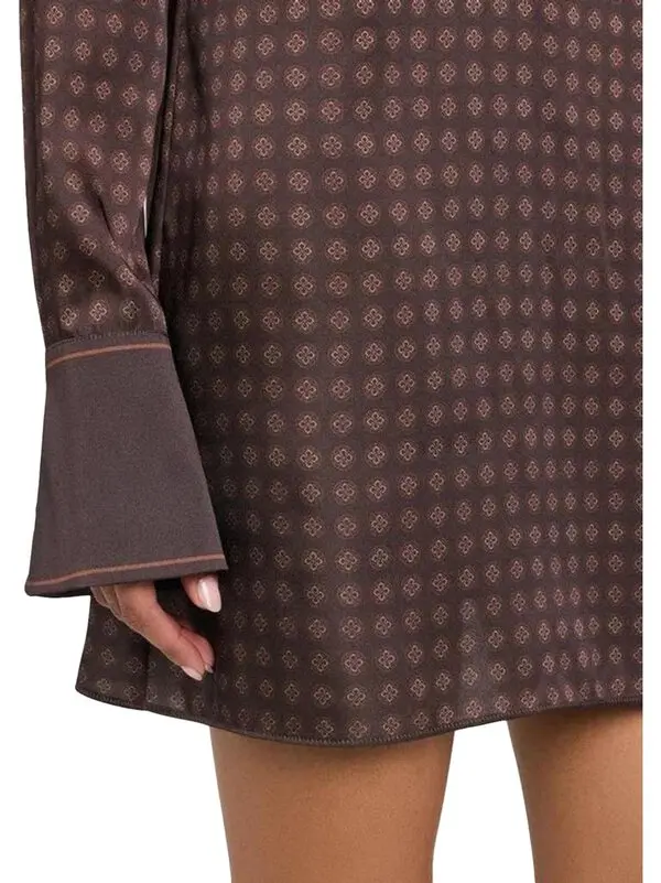 SEROYA Angrea Satin High-neck Mini Dress - Espresso