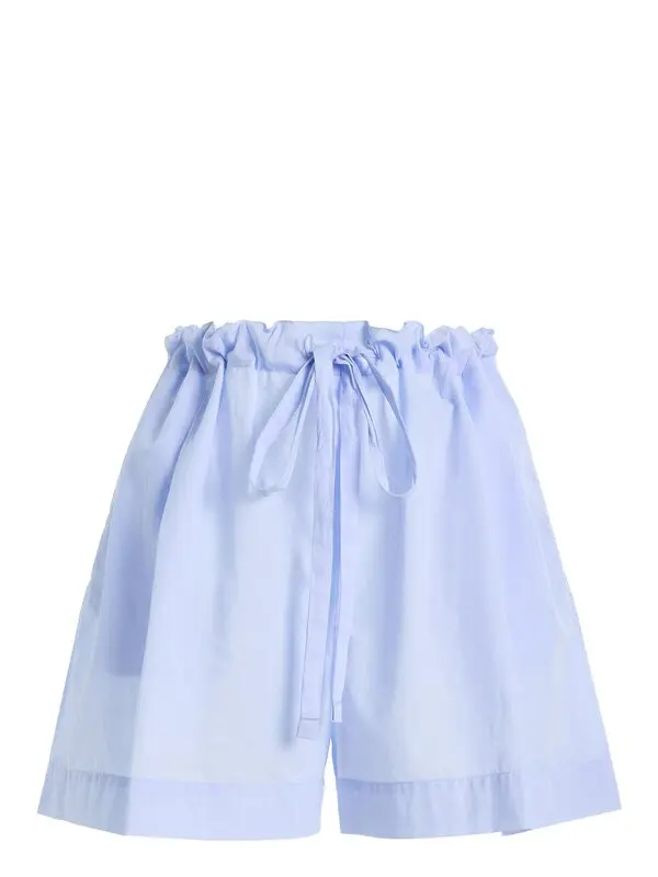 Another Tomorrow Drawstring Cotton Shorts - Light Blue