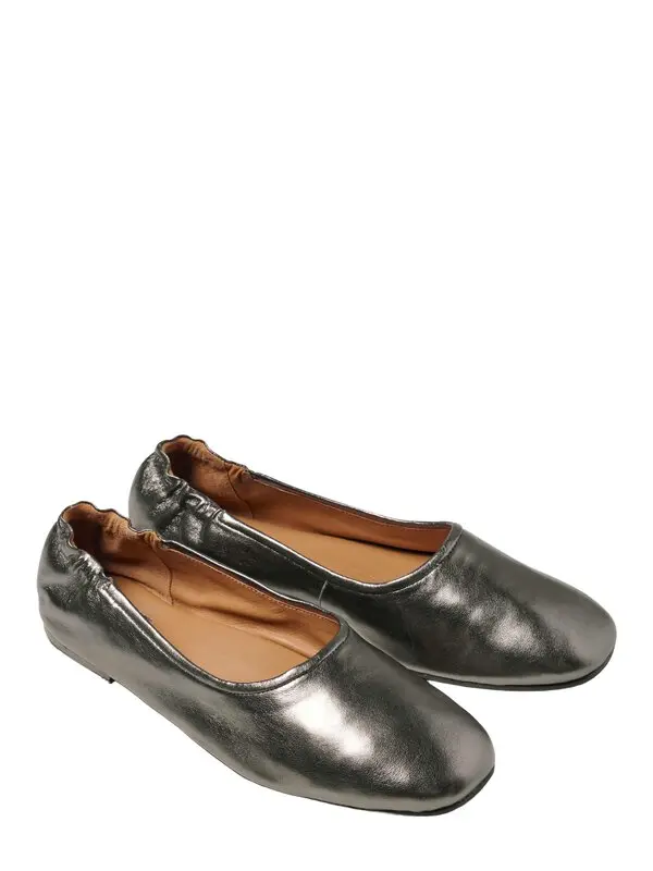 Beek Swan Leather Ballet Shoe - Silver