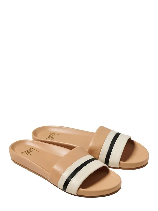 Beek Gallito Stripe Leather Slide Sandal - Beige