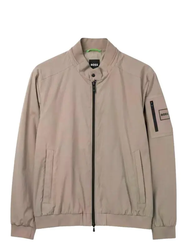 BOSS Logo-patch Zip-up Jacket - Neutrals