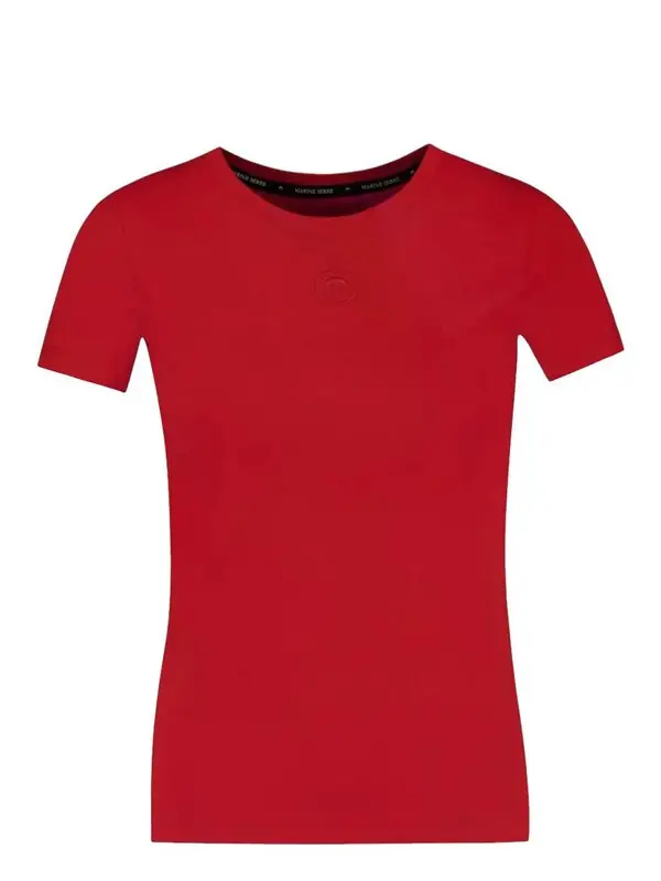 MARINE SERRE Moon Logo Ribbed Baby-fit T-shirt - Red