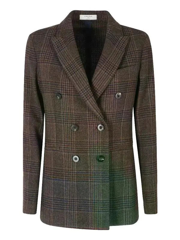CIRCOLO 1901 Check-pattern Double-breasted Jacket - Brown