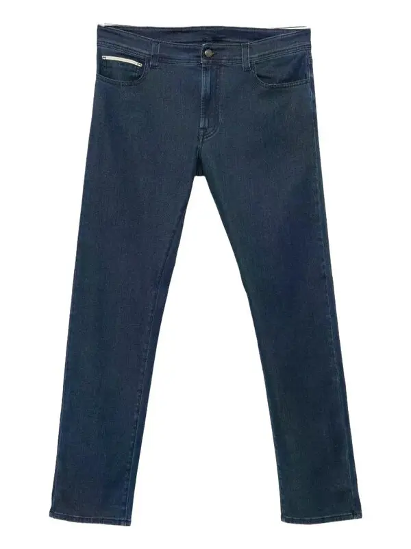 Canali Logo-patch Straight-leg Jeans - Blue